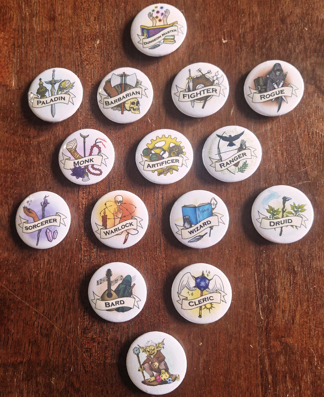 Dungeons & Dragons Class Badges, TTRPG, DND, Gamer Gift, Badges, Nerdy ...