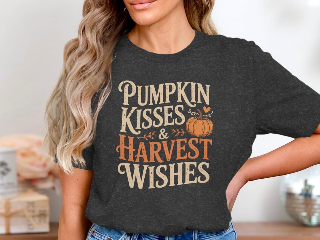 Pumpkin Kisses Harvest Wishes Shirt, Autumn Tee, Thanksgiving Gift - Etsy