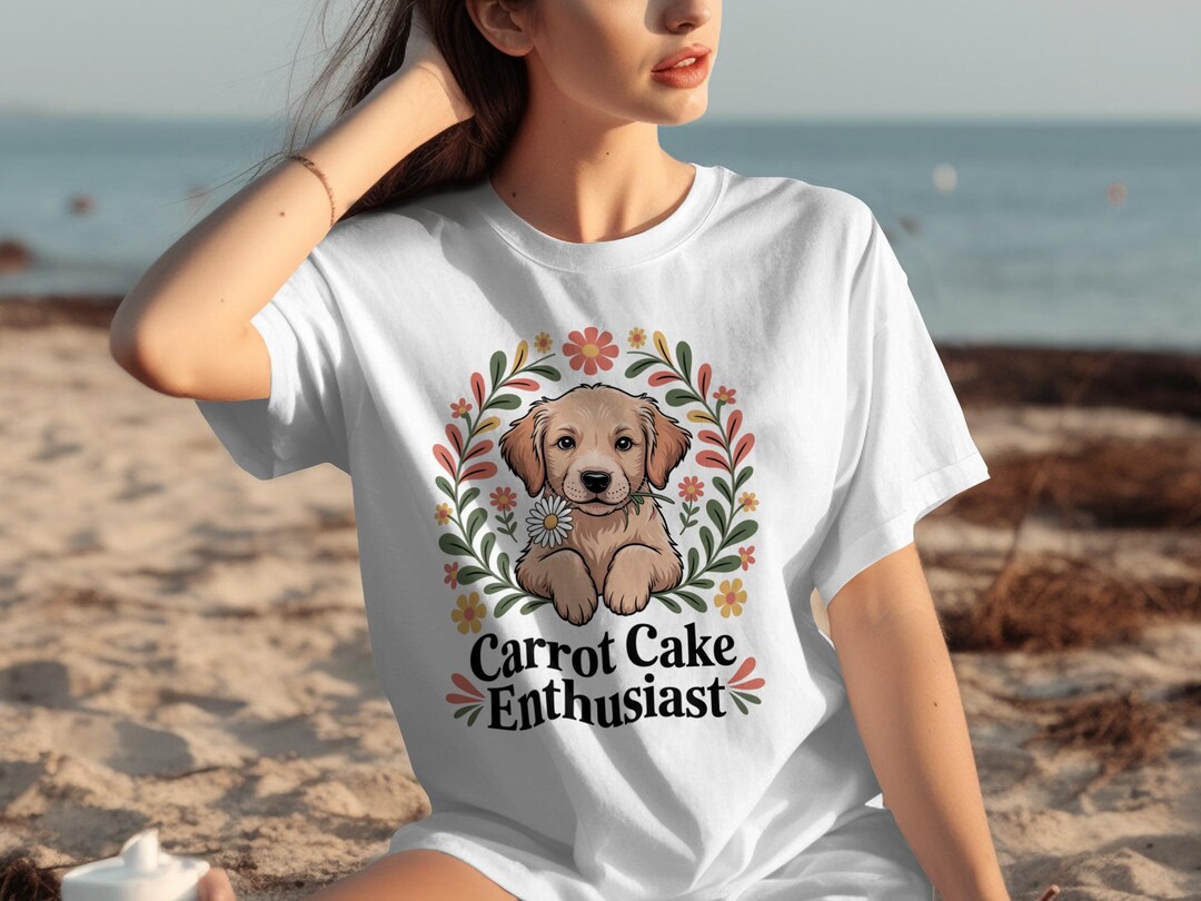 Golden Retriever Carrot Cake Enthusiast Shirts, Cute Puppy Dog Daisy ...