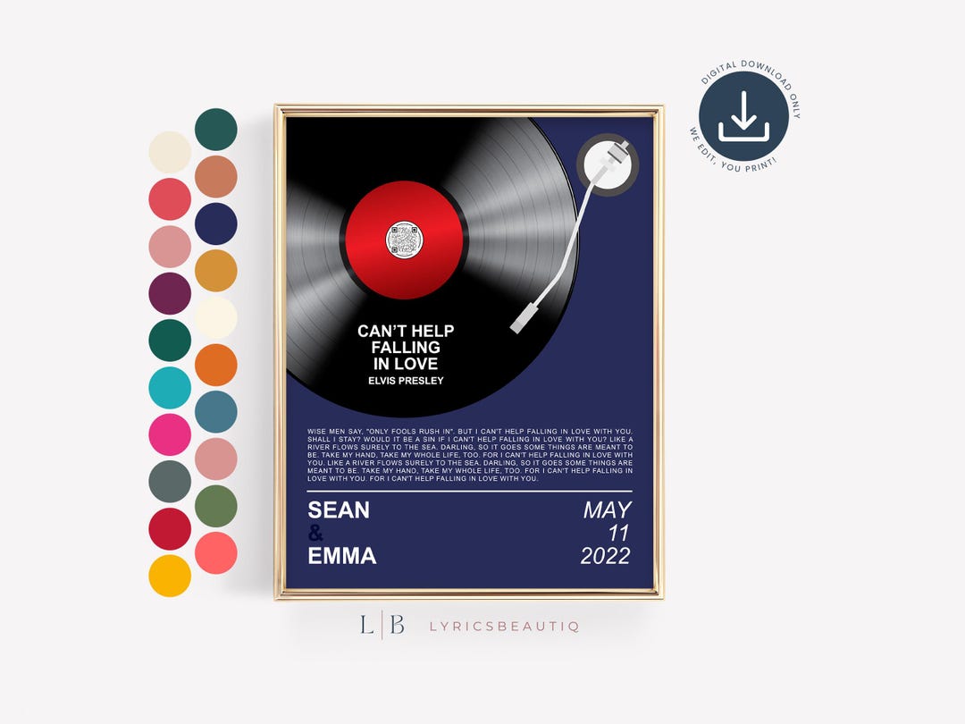 Retro Record Vinyl Song Lyrics Wall Art, First Dance Song Gift One Year ...