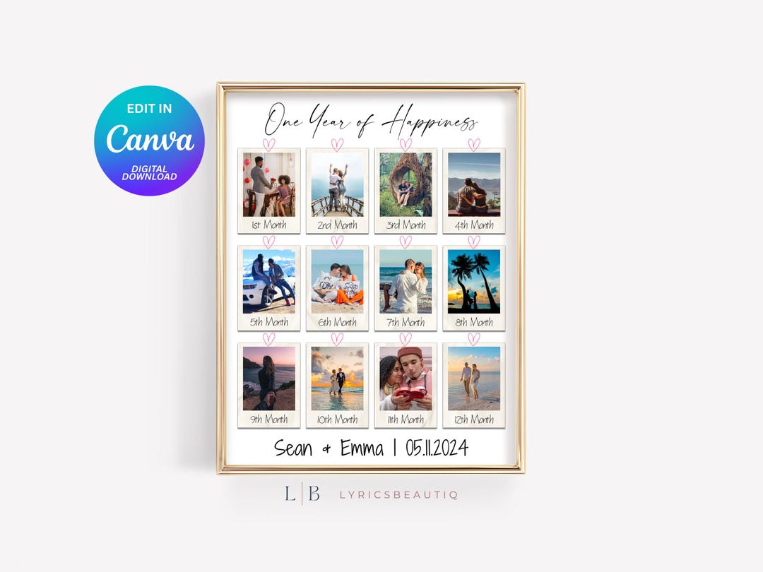 Custom 1 Year Anniversary Gift for Boyfriend or Girlfriend, Polaroid ...