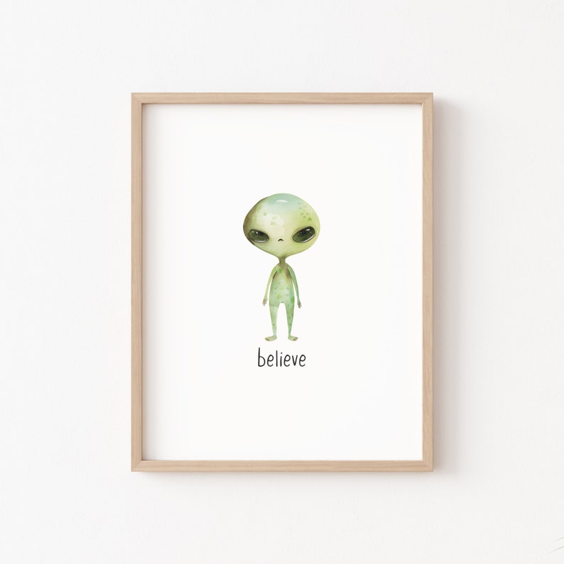 Alien Printable, Alien Print Wall Decor, Funny UFO Print, Minimalist ...