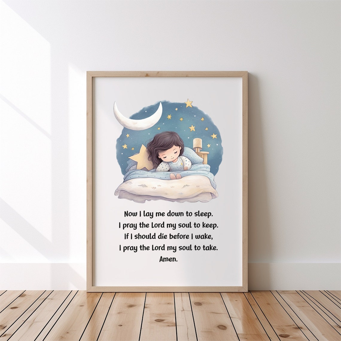 Printable Bedtime Prayer, Now I Lay Me Down to Sleep, Kids Room Prayer ...