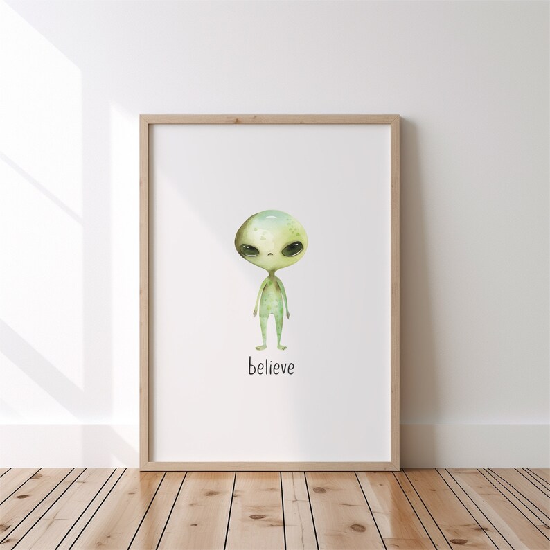 Alien Printable, Alien Print Wall Decor, Funny UFO Print, Minimalist ...