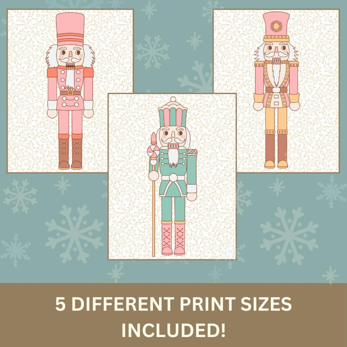 Pastel Christmas Nutcrackers, Coquette Christmas Prints, Girly Christmas Wall Art, Grand ...