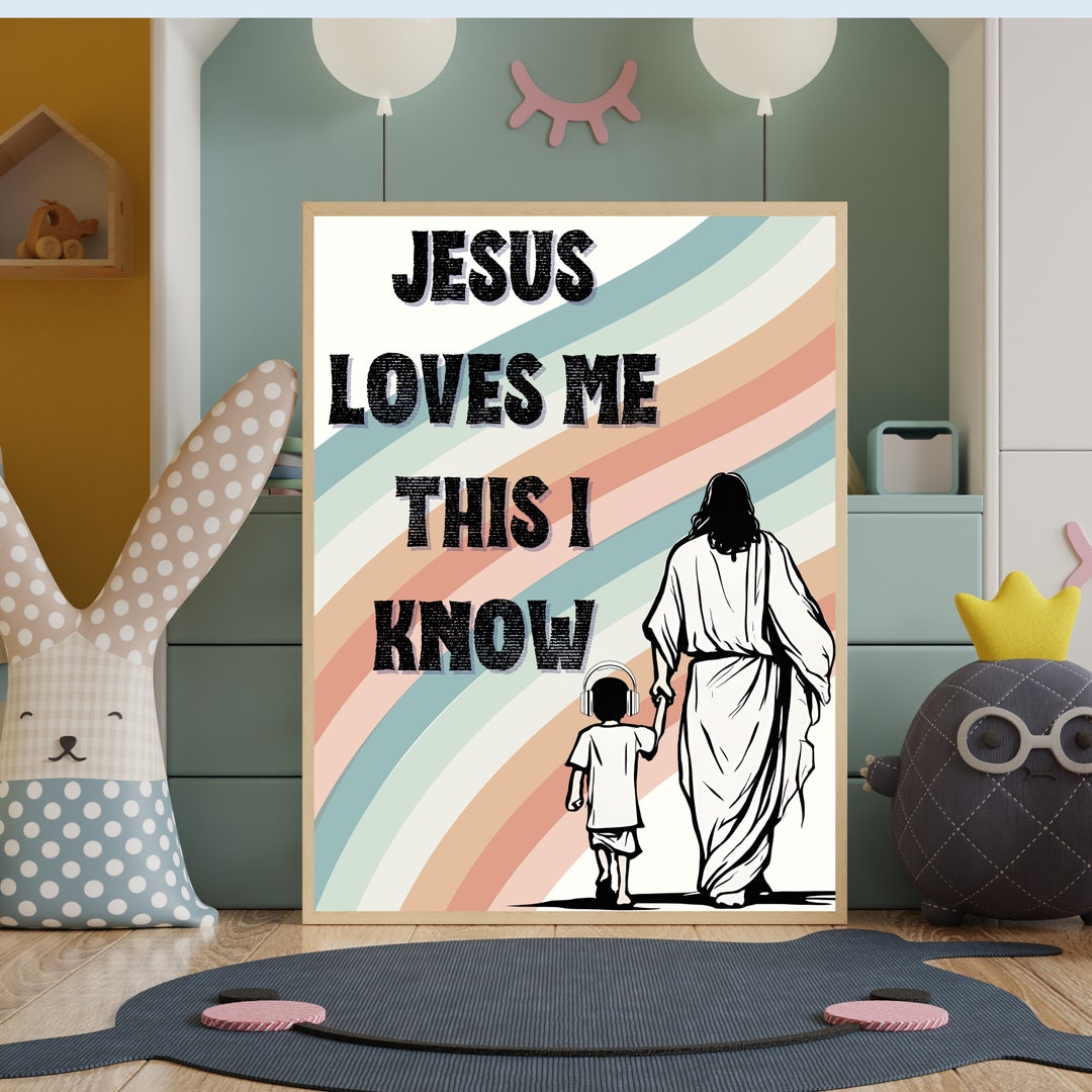 Jesus Loves Me Autism Awareness Print: Retro Christian Art (digital ...