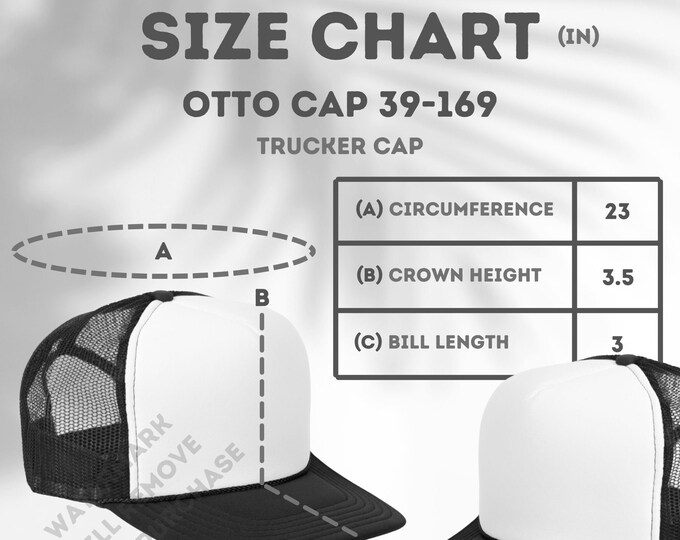Otto Cap Size Chart Otto Cap Mockup Otto Cap Size Measurements for Cap ...