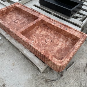 Double Red Travertine Marble Sink,marble Wash Basin,trendy Bathroom ...