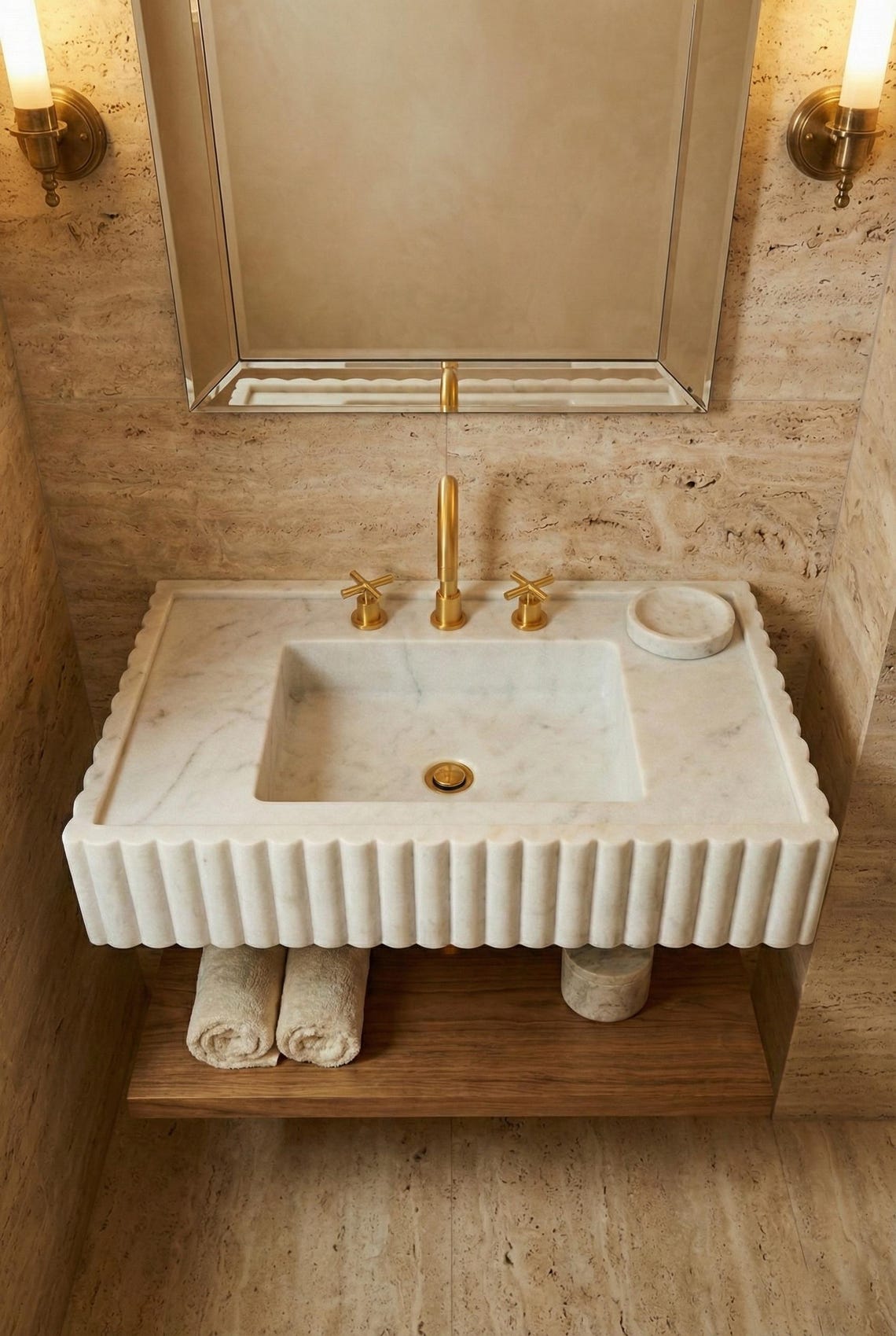 White Carrara Marble Sink,ribbed 3 Sides ,marble Wash Basin,bathroom ...