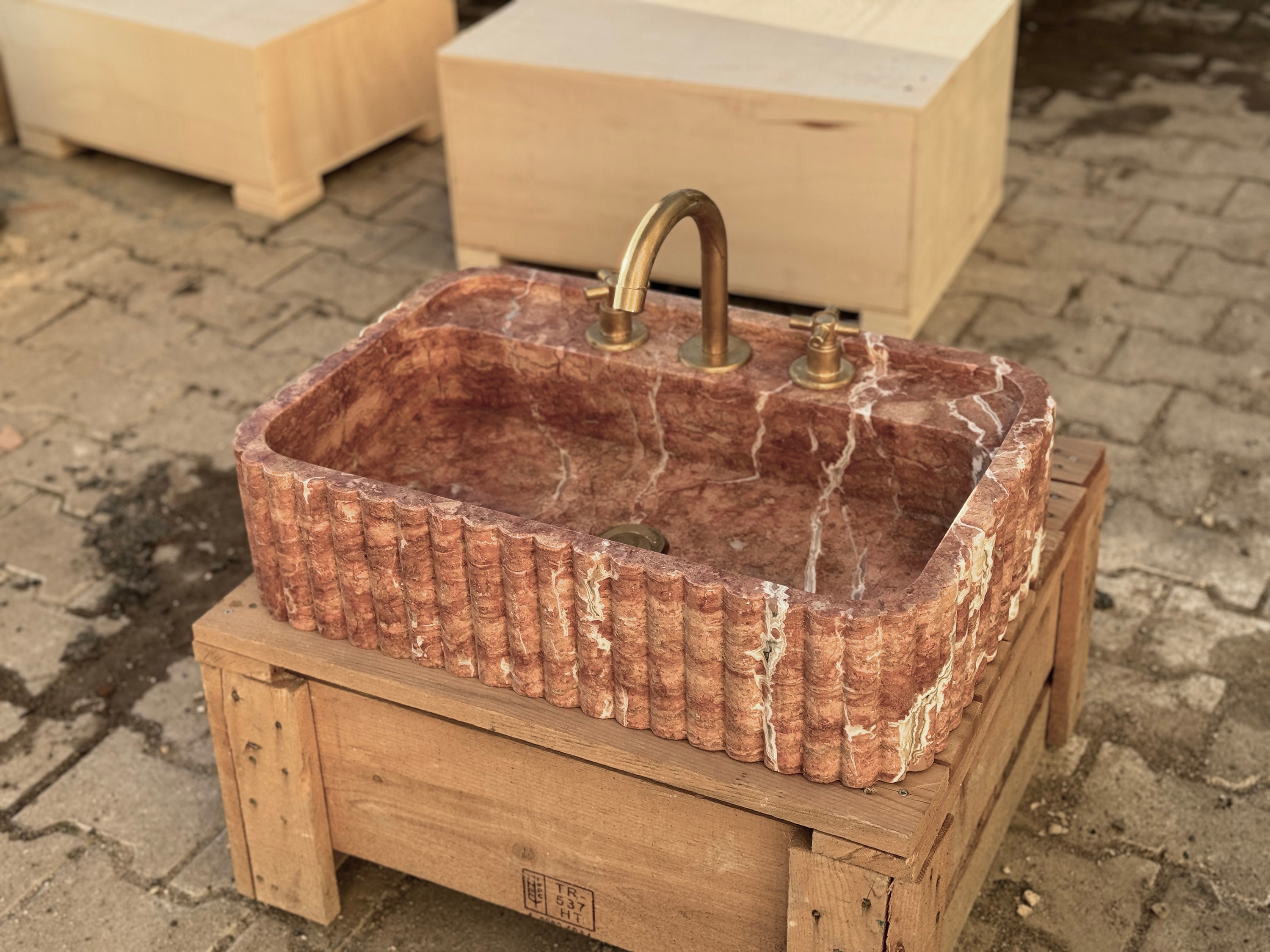 Red Travertine Marble Sink,marble Wash Basin,trendy Bathroom Sink ...