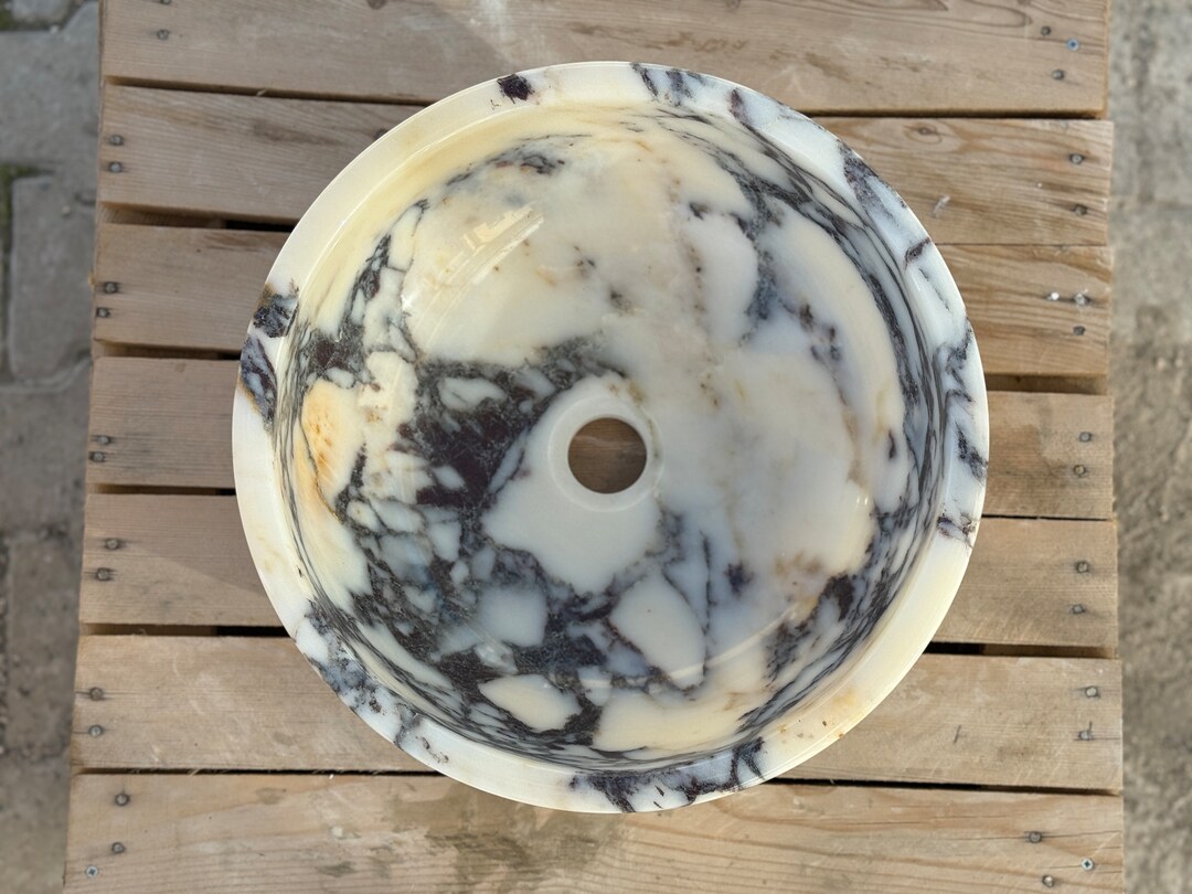 Calacatta Viola Round Bowl Marble Wash Basin,trendy Bathroom Sink ...