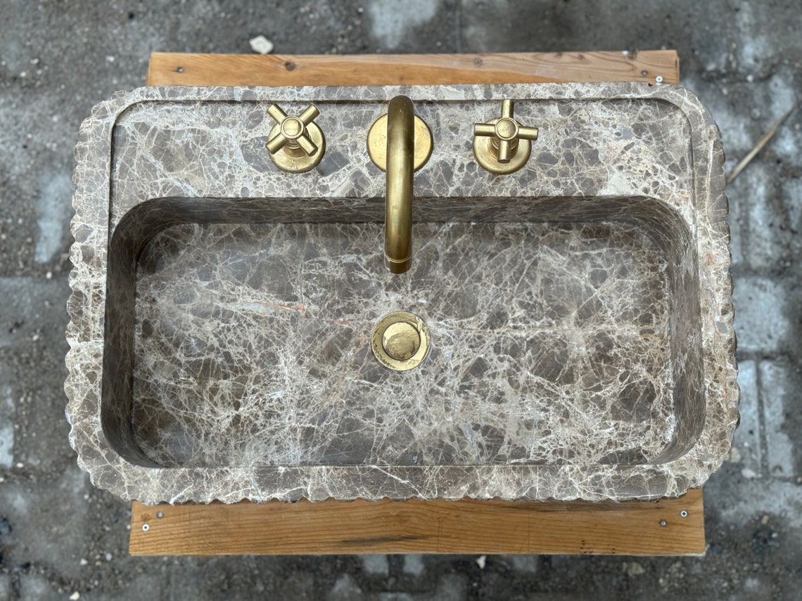 Dark Emperador Marble Sink,ribbed 3 Sides,marble Wash Basin,trendy ...