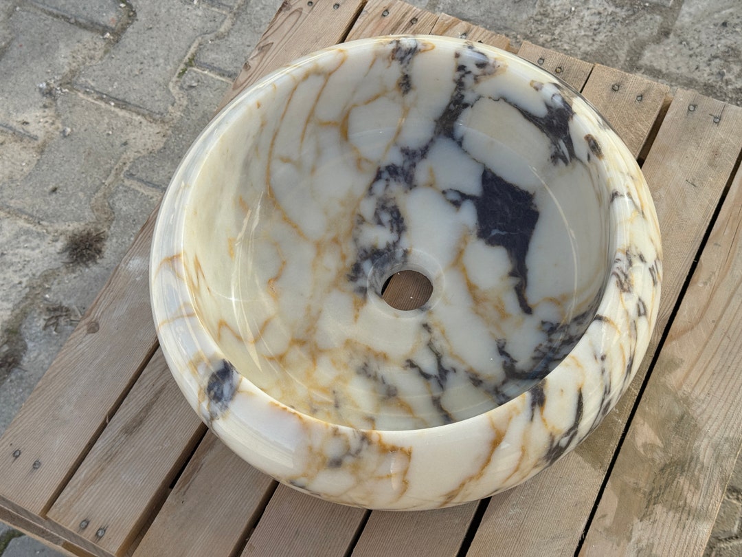 Calacatta Viola Round Bowl Marble Wash Basin,trendy Bathroom Sink ...