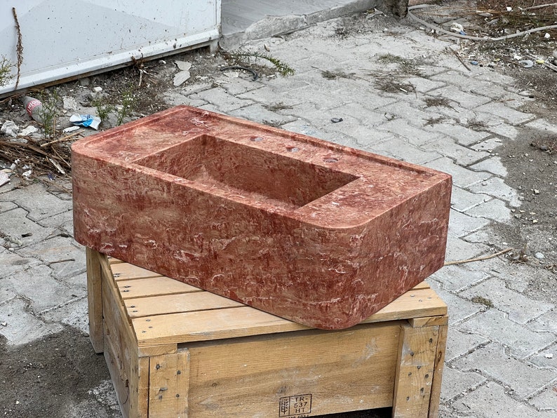 Red Travertine Marble Sink,marble Wash Basin,trendy Bathroom Sink ...