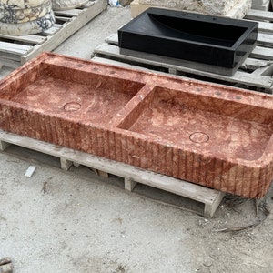 Double Red Travertine Marble Sink,marble Wash Basin,trendy Bathroom ...