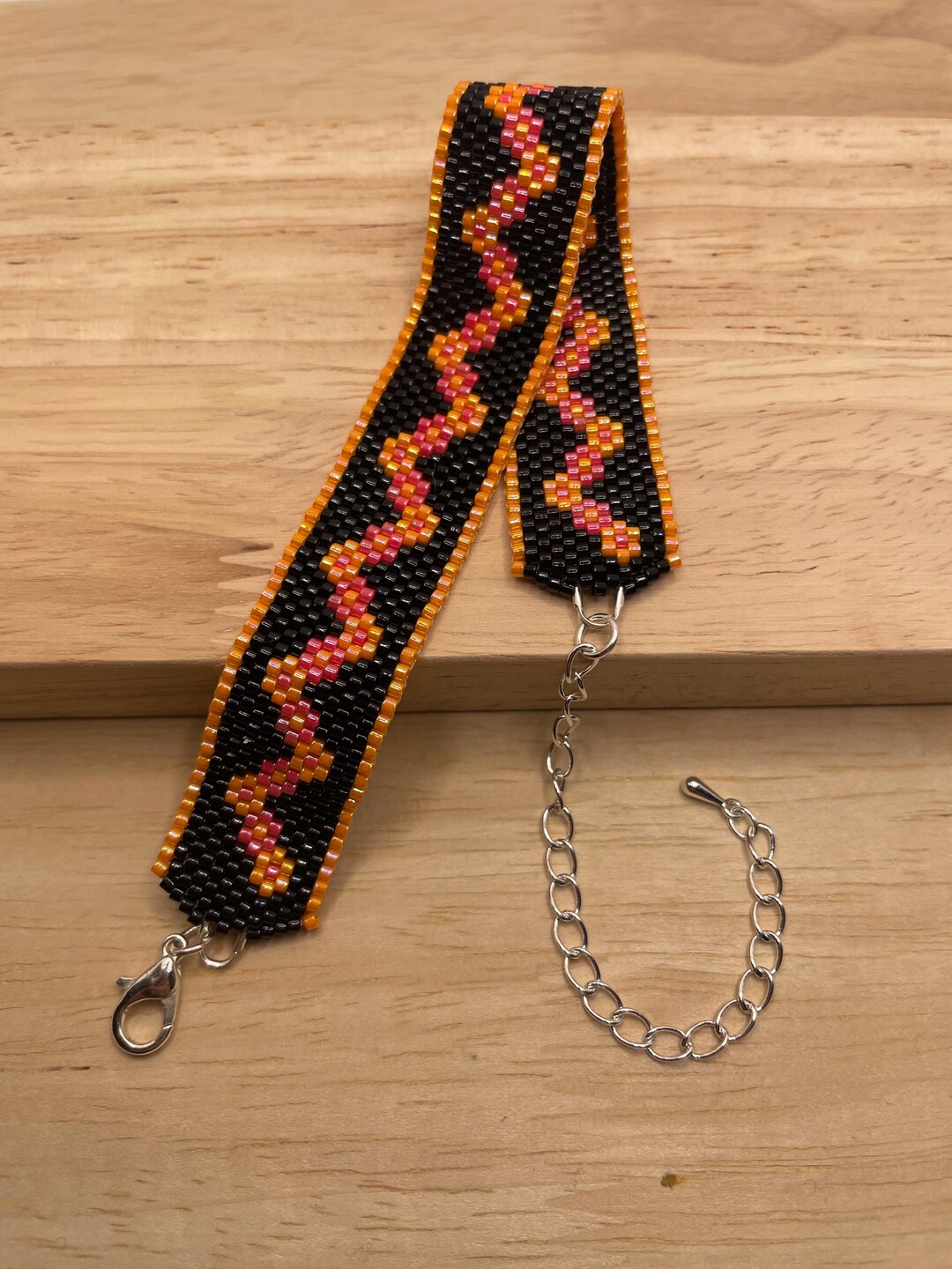 HANDMADE PEYOTE Stitch BRACELET Flower Pattern With Lobster Clasp ...