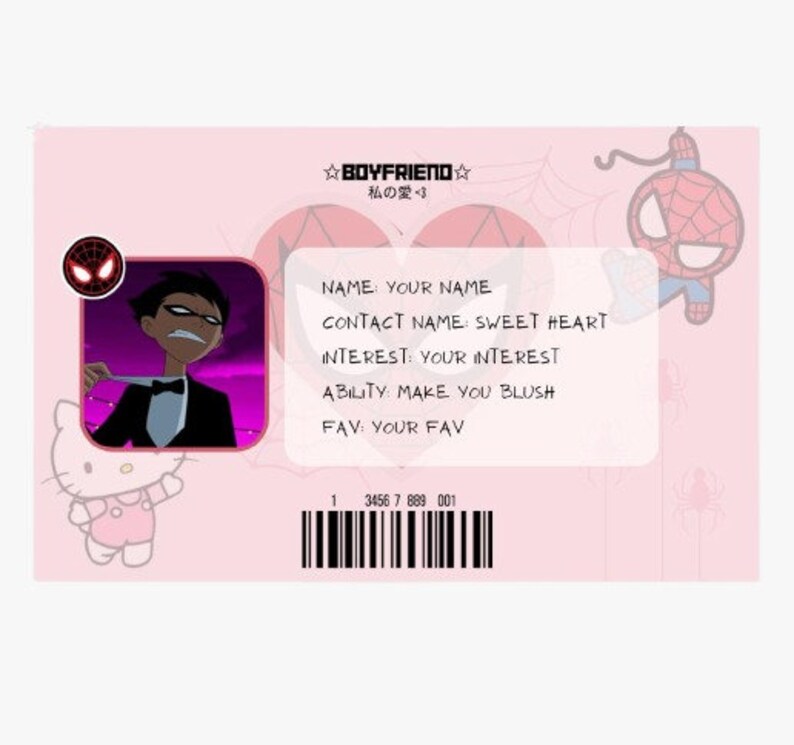 Lover ID Card template - Etsy