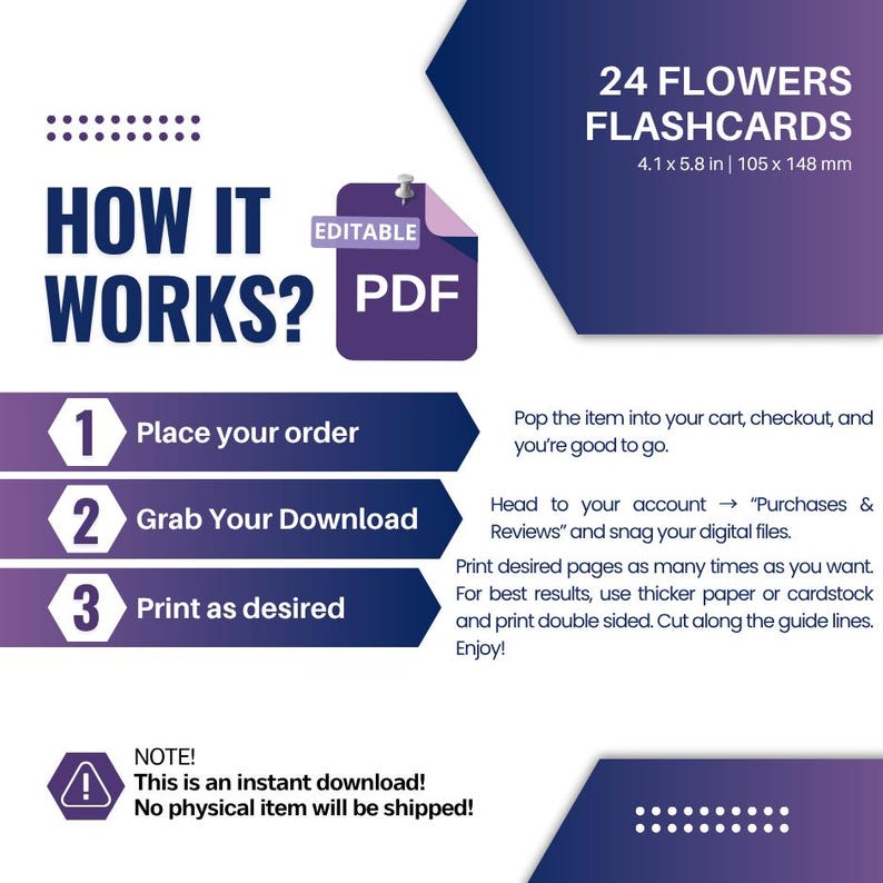 Flowers Flashcards – Watercolor Printable Cards for Kids Learning - Etsy