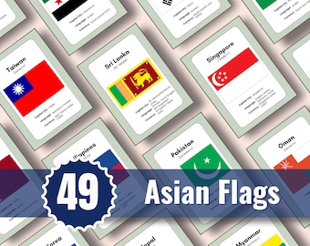 Digital Map of All Asian Countries With Their Flags and Their Capital ...