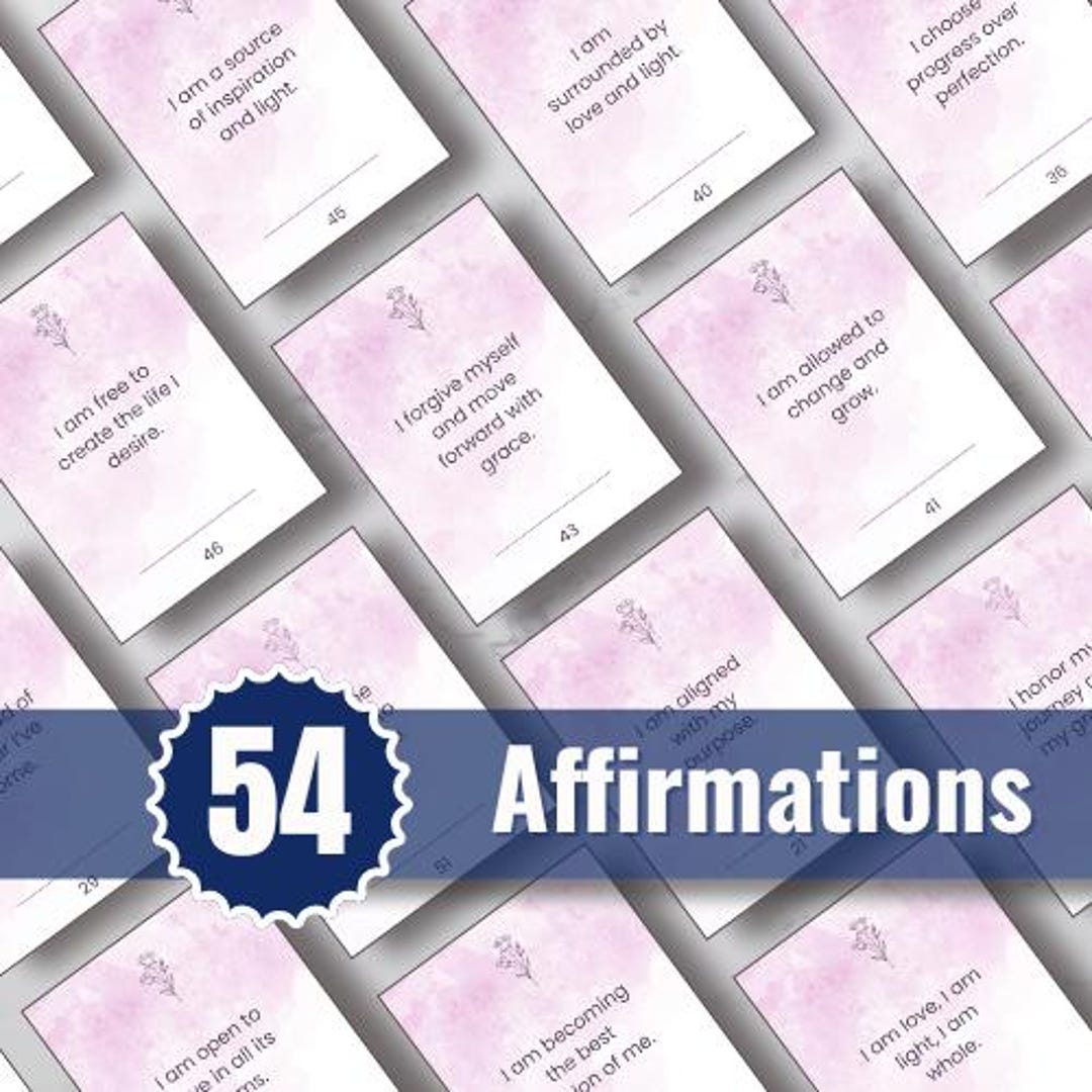 54 Positive Affirmation Cards | Printable Digital Deck | Self-care ...