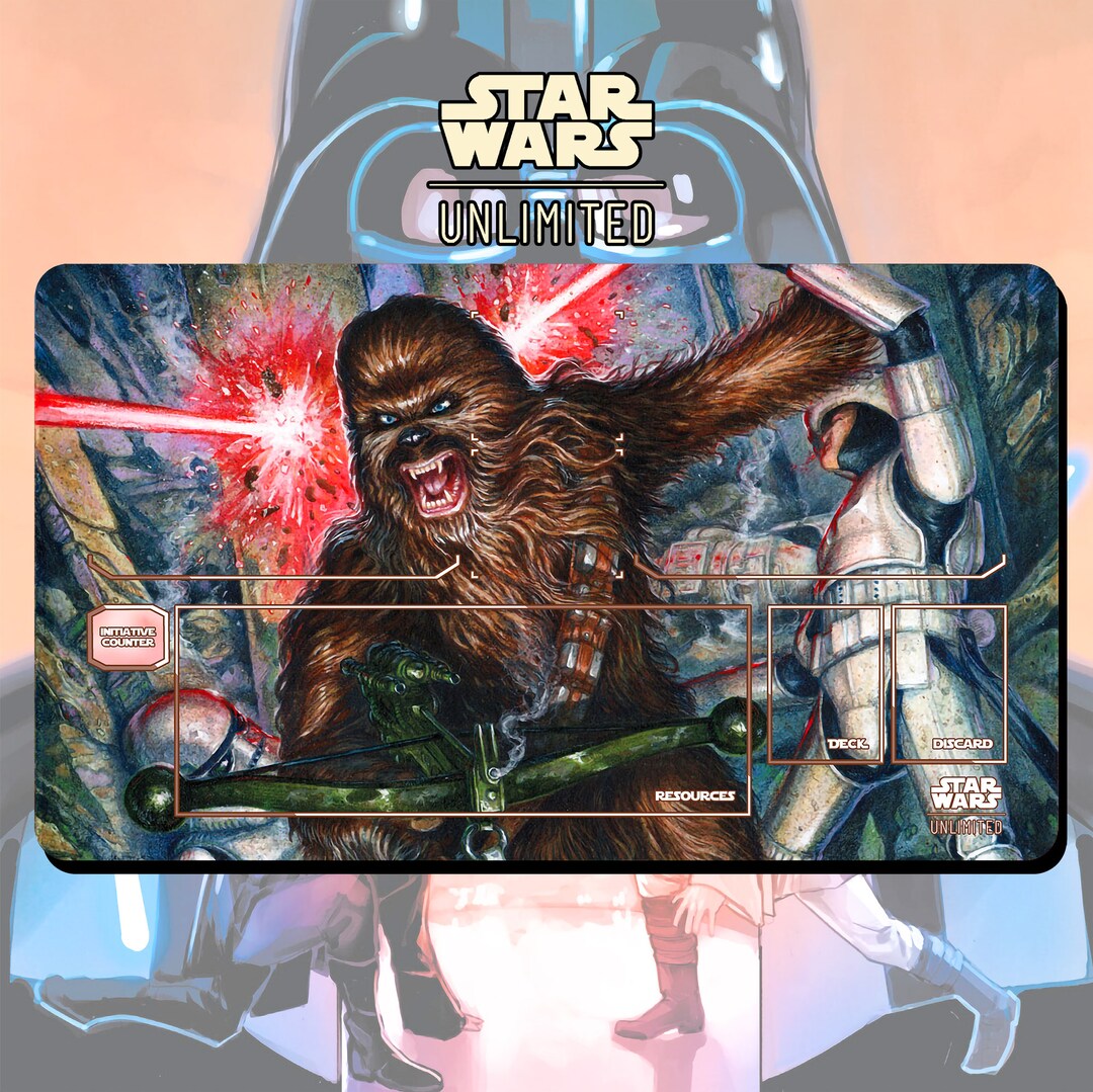Playmat TCG Star Wars: Unlimited Chewbacca Rampage - 24" X 14" Inches ...