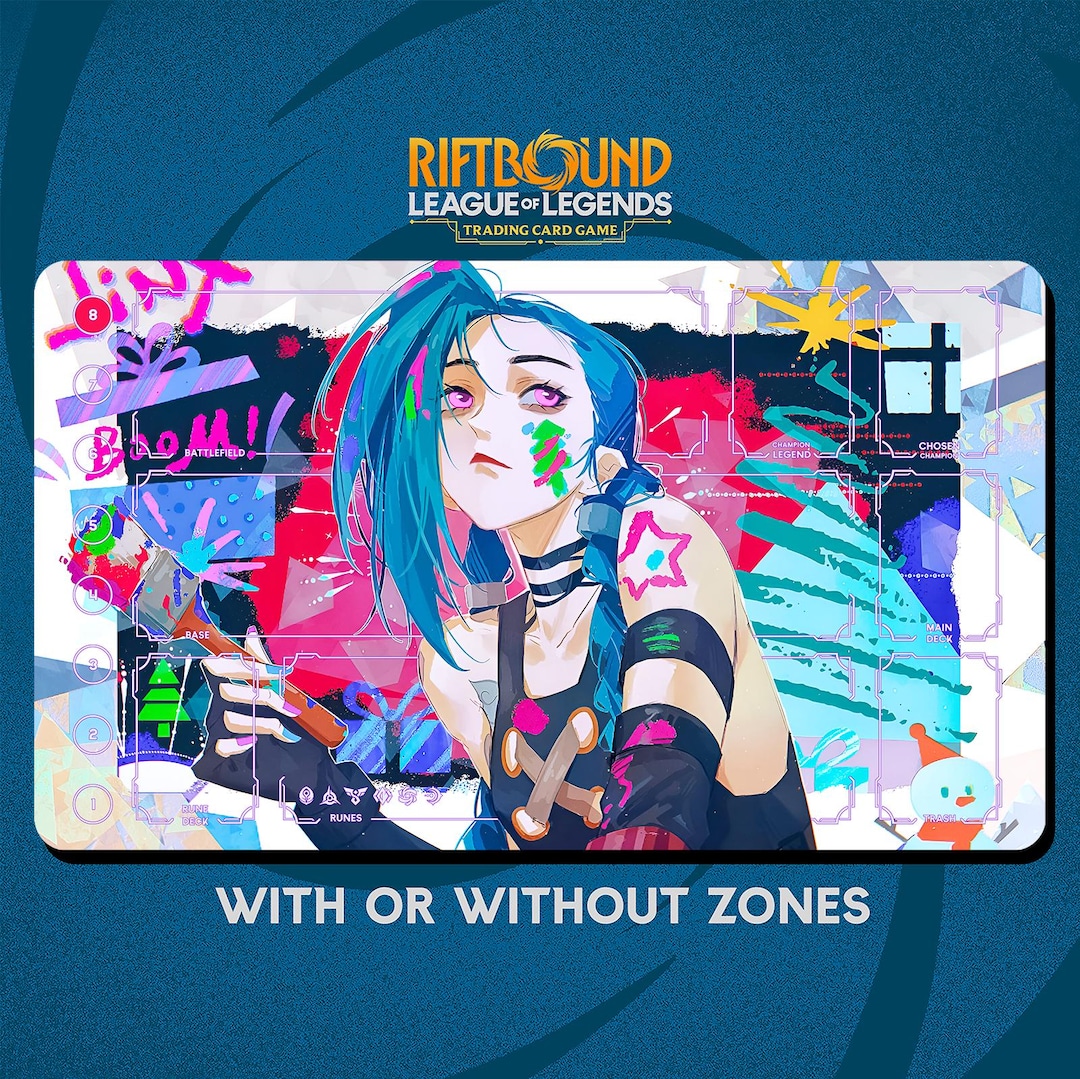 Jinx Boom Playmat Stitched Edges - Riftbound Trading Card Game - 24" X ...