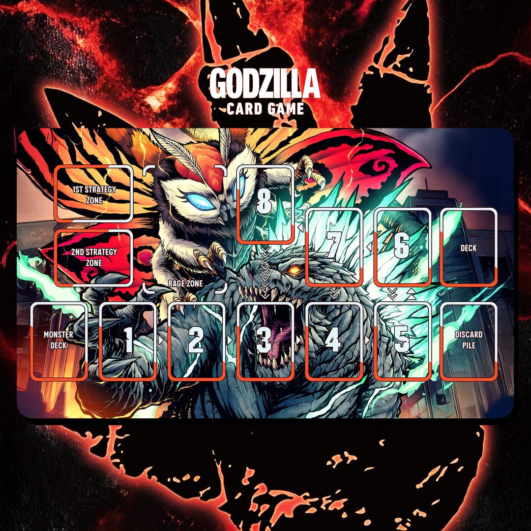 Godzilla Vs Mothra Playmat - Godzilla Card Game - 24" X 14" Inches (600 ...