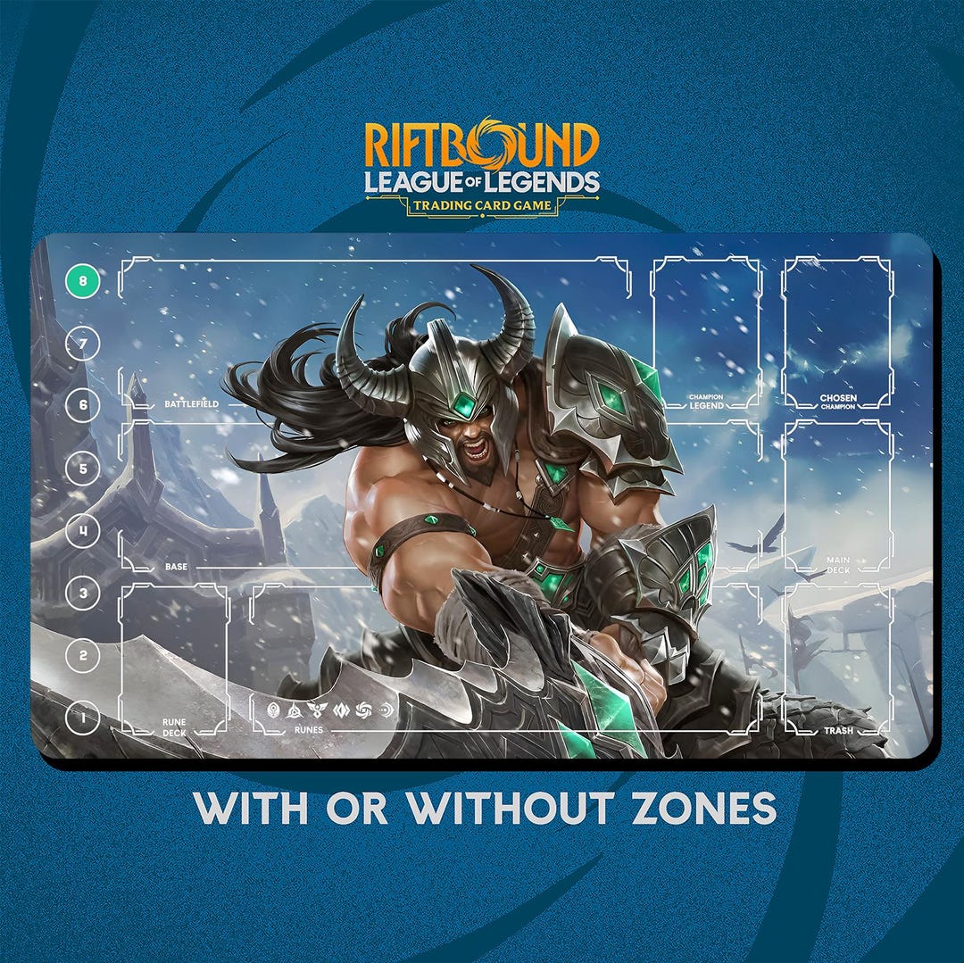 Tryndamere Playmat Stitched Edges - Riftbound Trading Card Game - 24" X ...