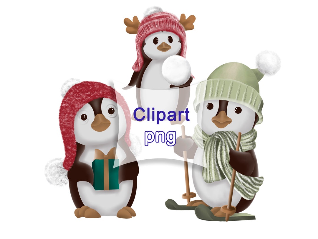 Cute Penguins Winter Clipart Set Price Digital Download - Etsy