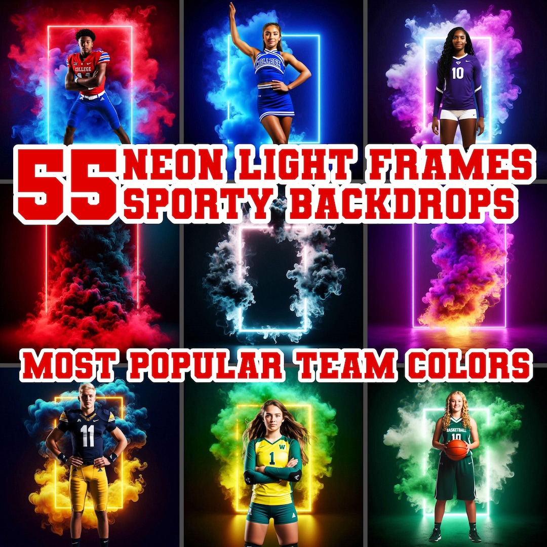 55+neon Frame Sporty Backdrop, Backgrounds for Sports and Portraits and ...