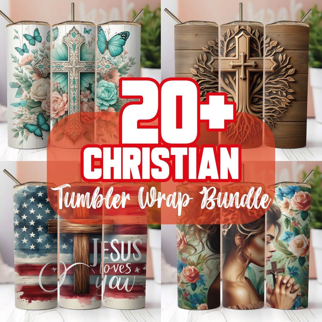 Religious Faith Tumbler Wrap Bundle +20 PNG Sublimation, 20 Oz Skinny ...