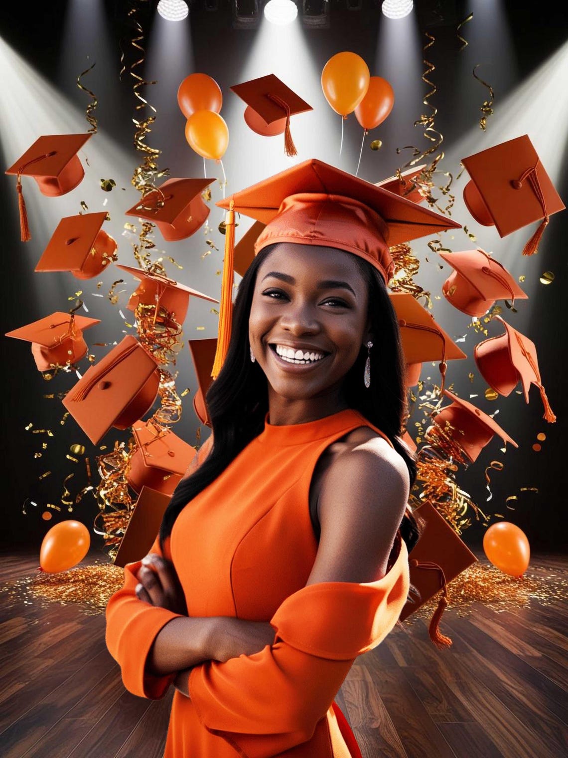 Orange Graduation Digital Backdrop, 4x Graduation Photography ...