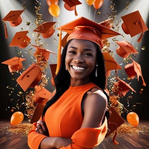 Orange Graduation Digital Backdrop, 4x Graduation Photography ...