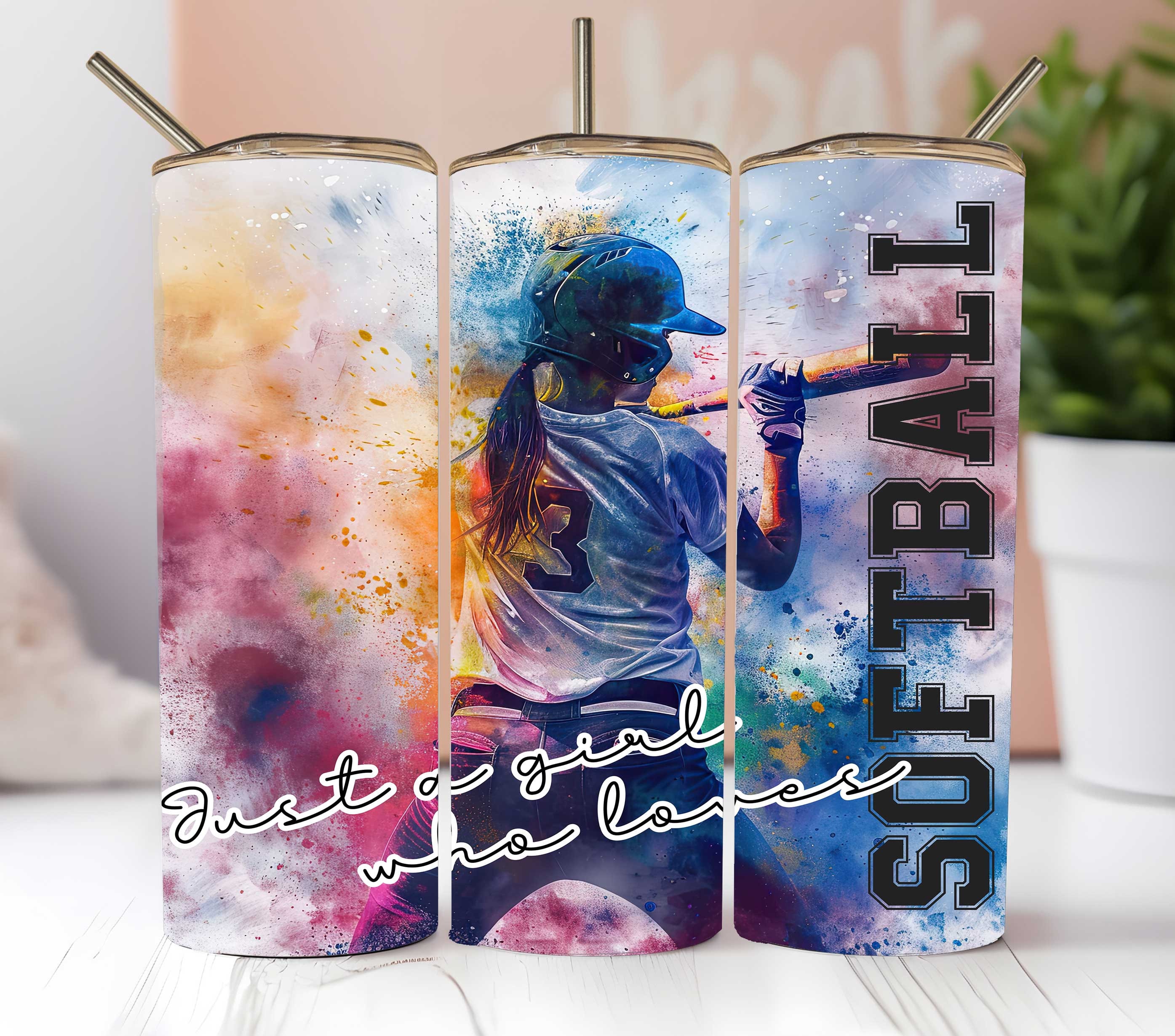 Lady Softball Tumbler Wrap PNG Sublimation, 20 Oz Skinny Straight ...