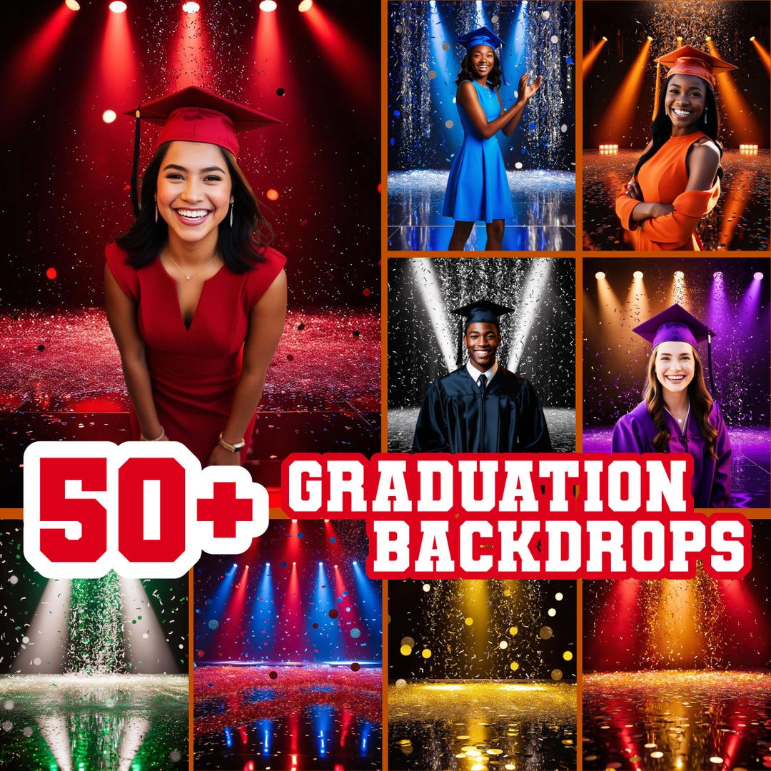 50+graduation Color Confetti Backdrops, Graduation Backdrops, Spotlight ...
