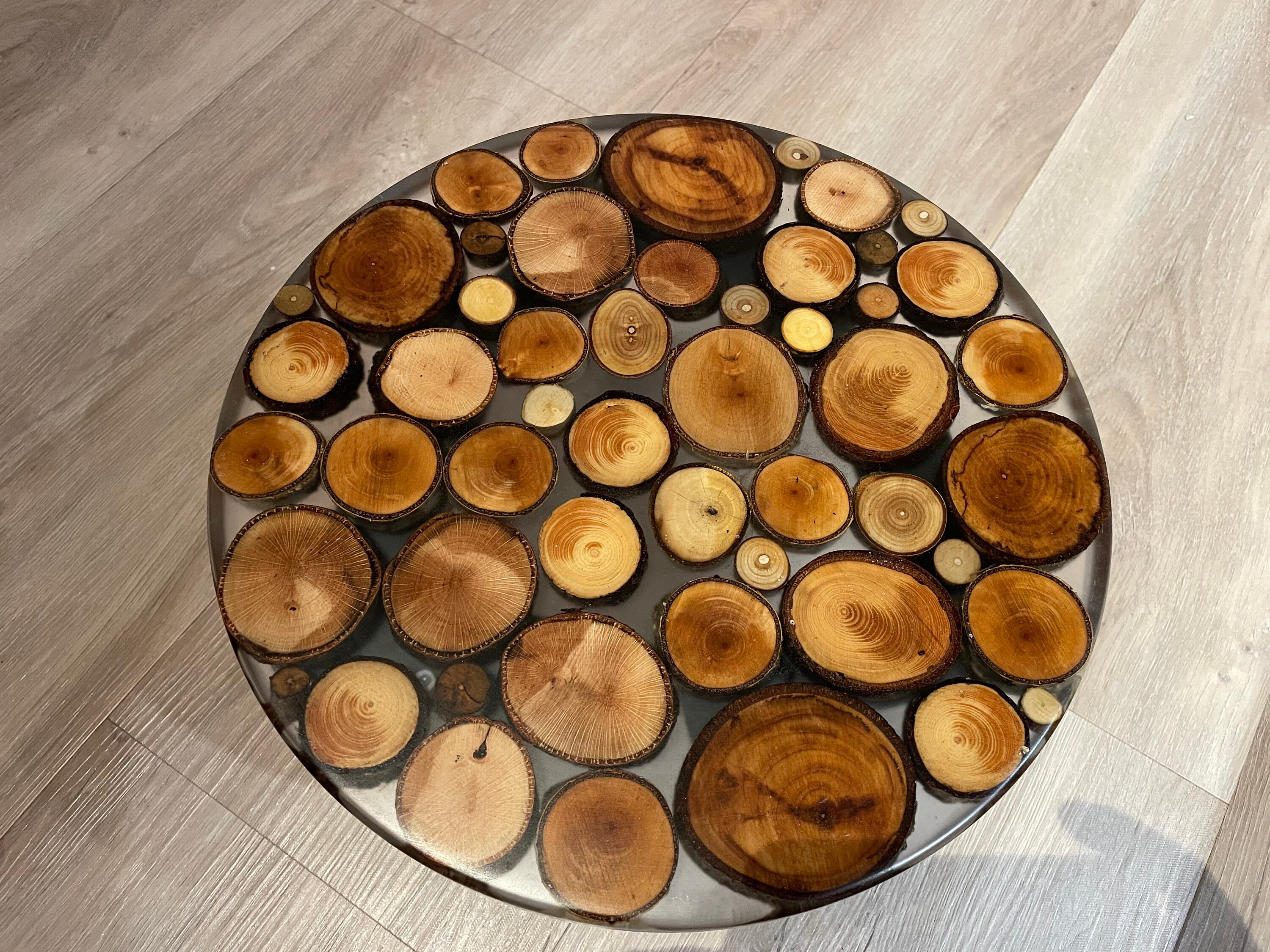 Flower Stand, Stand, Decorative Stand, Epoxy Flower Stand, Wooden Discs ...