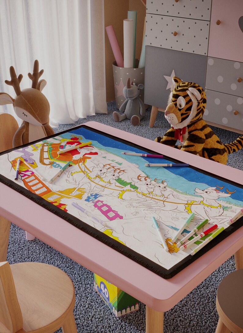 Christmas Gift for Kids Coloring Poster Washable Rug Markers Set ...