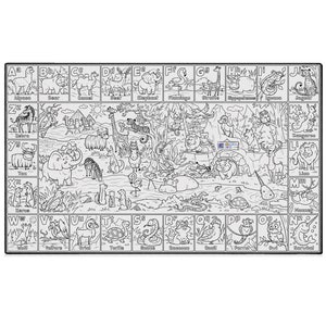 ABC'S Zoo Theme Animals Learning Coloring Poster Washable Rug Preschool ...