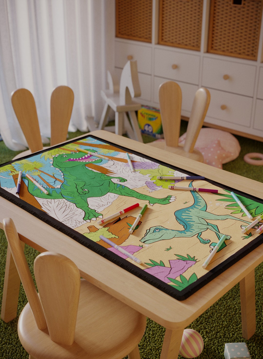 Dinosaur Kids Room Decor Allosaurus Coloring Rug for Playroom Kids ...