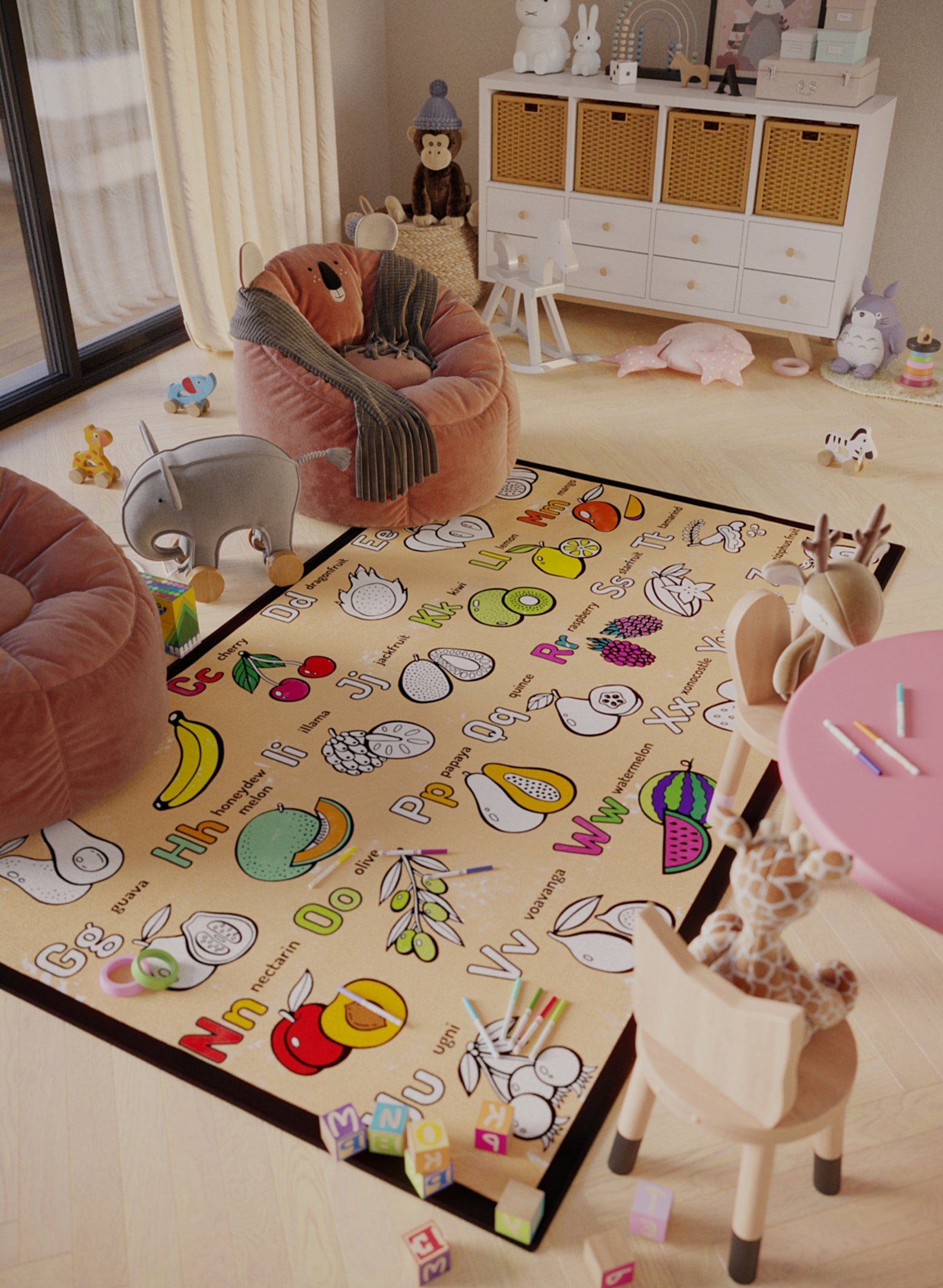Educational Toys Coloring Learning Mat Washable Rug Markers Set ...