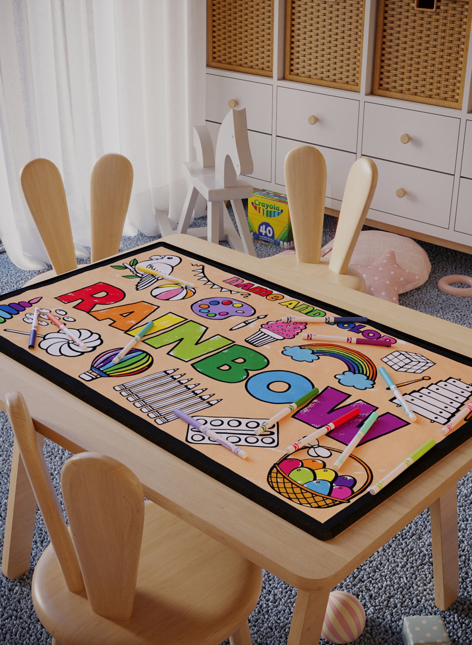 Educational Toys Coloring Learning Mat Washable Rug Markers Set ...