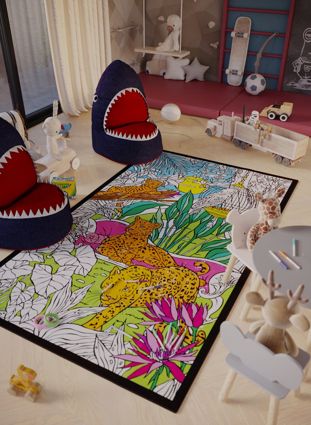 Adult Coloring Book Rug & Washable Markers Gift for Artist Animal ...