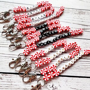 Personalized Christmas Keychain With Candy Beads, Custom Name Keychain ...