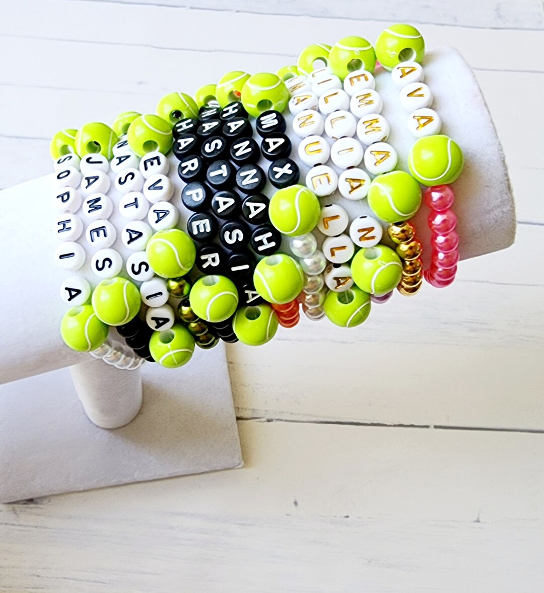 Name Bracelet With Tennis Ball, Personalized Sports Bracelet, Tennis ...