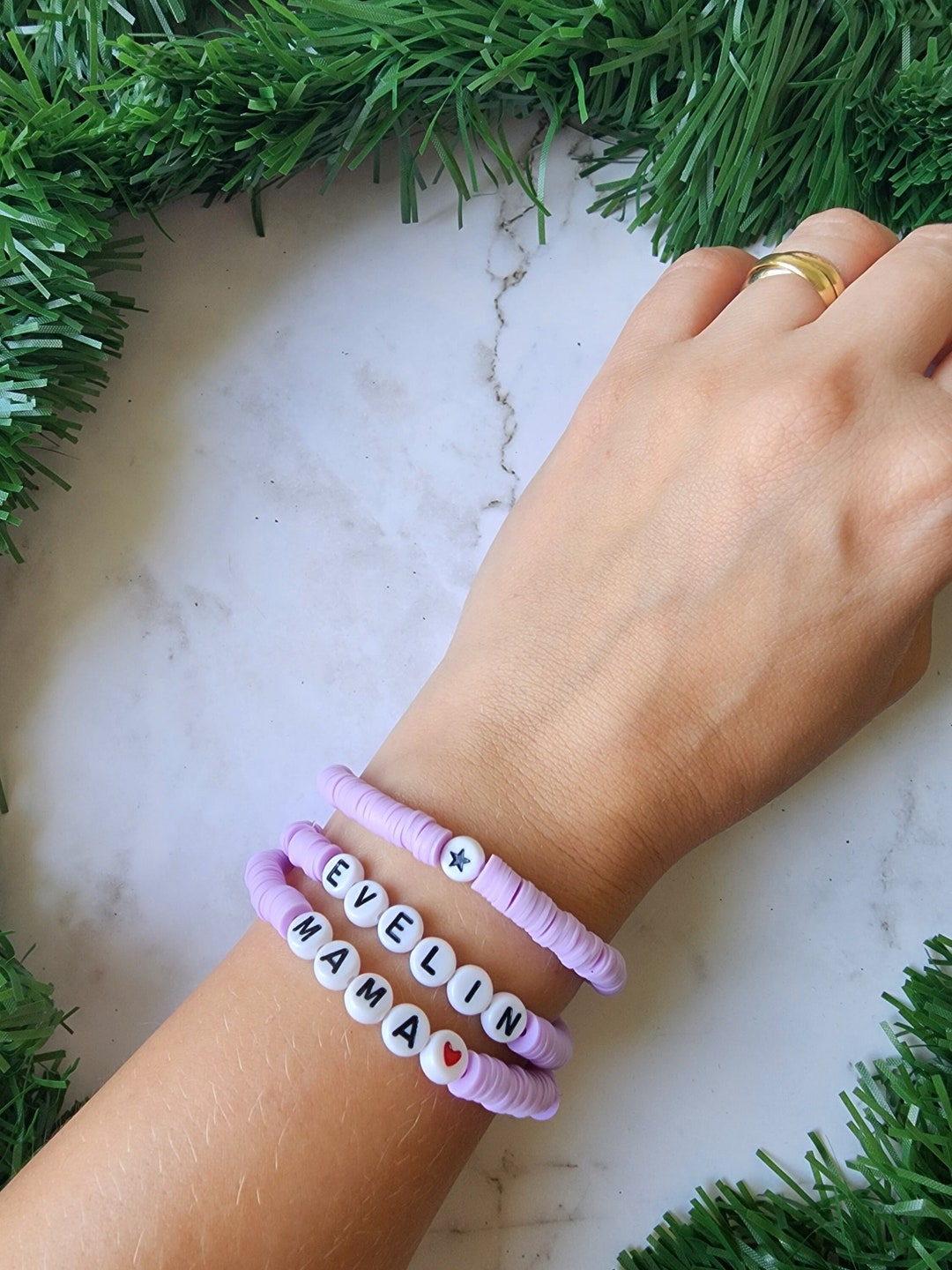 Personalized Heishi Name Bracelet: Custom Initial Bracelet - Etsy