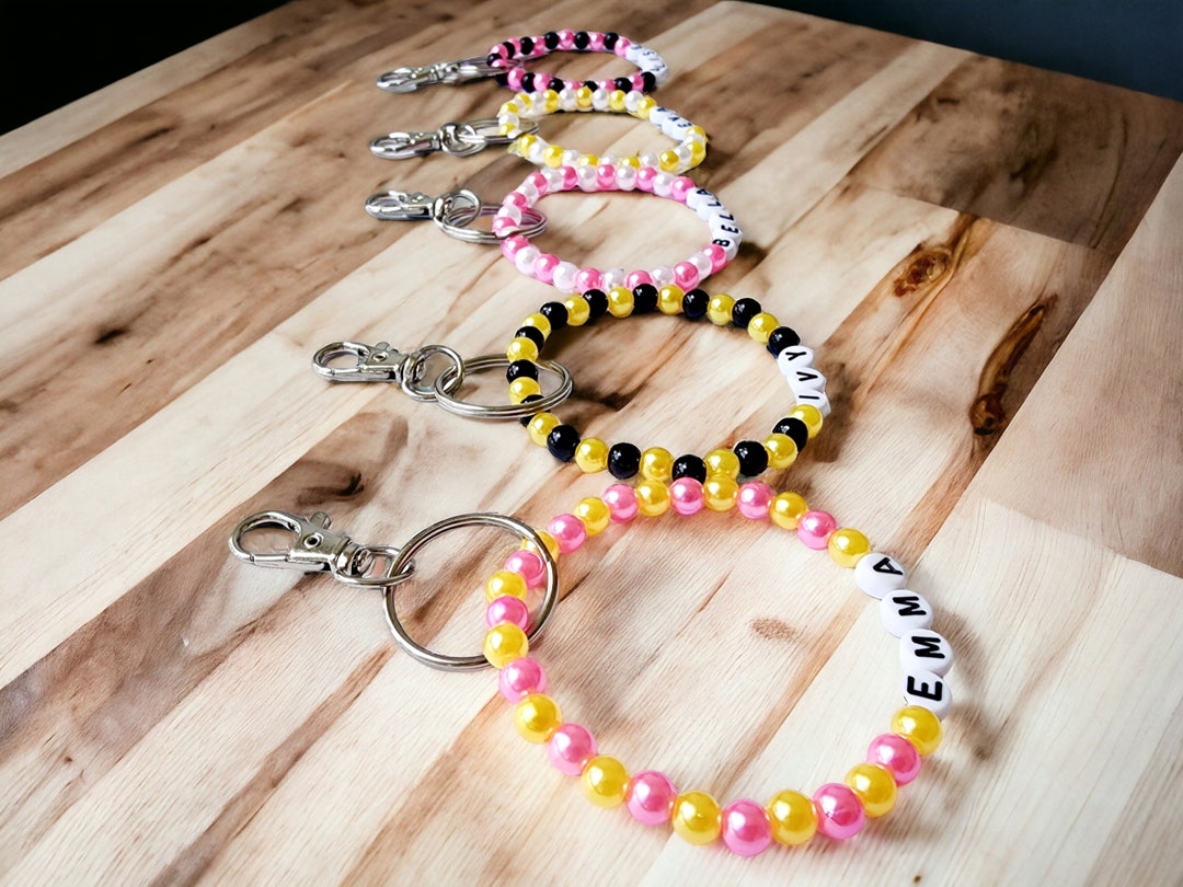 Custom Beaded Name Keychain, Personalized Name Keychain, Custom ...