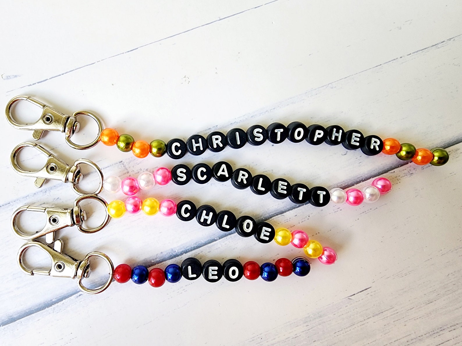 Custom Beaded Name Keychain, Personalized Name Keychain, Custom ...