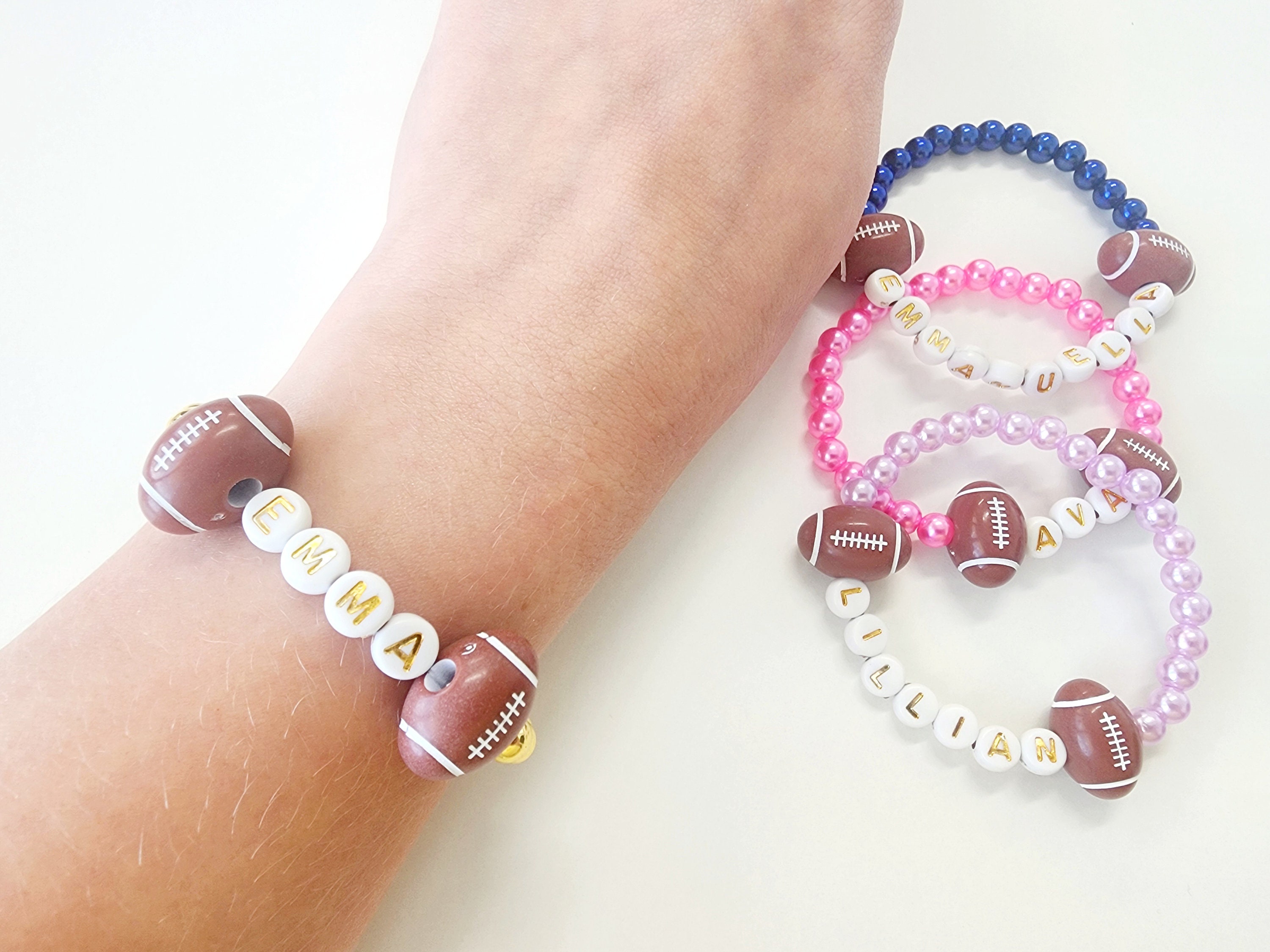 Name Bracelet With Football Ball, Personalized Sports Bracelet ...