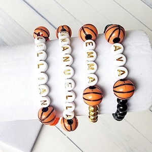 Name Bracelet With Basketball Ball, Personalized Sports Bracelet, Match ...