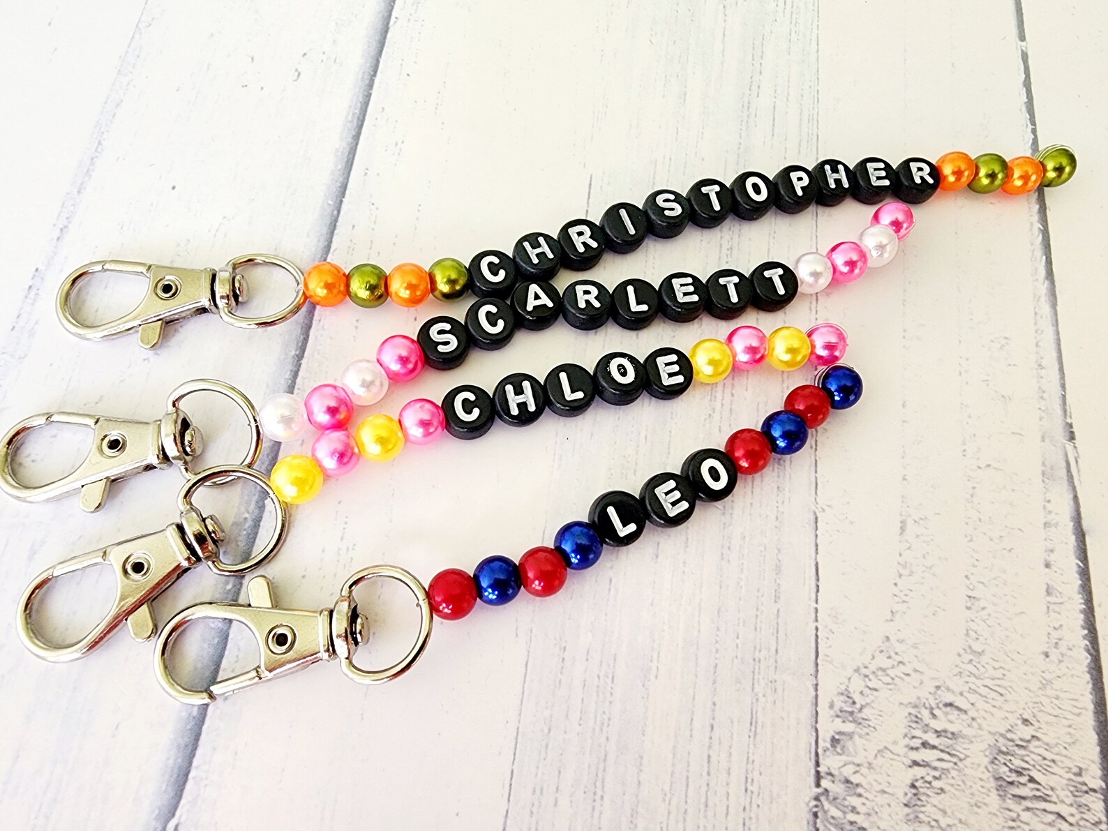 Custom Beaded Name Keychain, Personalized Name Keychain, Custom ...